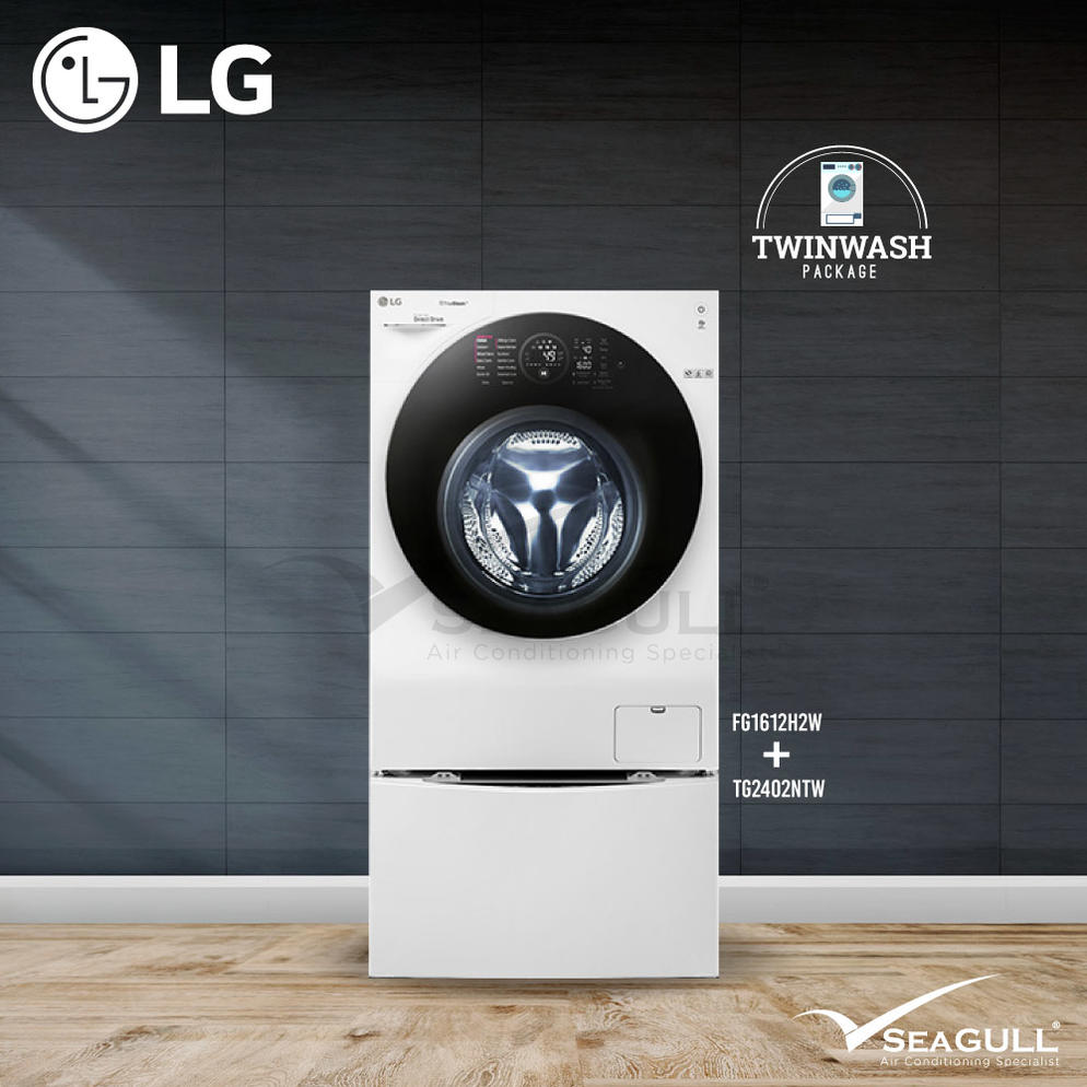 LG TWINWASH™ Package Washer With TRUESTEAM™ (12/8kg) FG1612H2W & (2kg ...