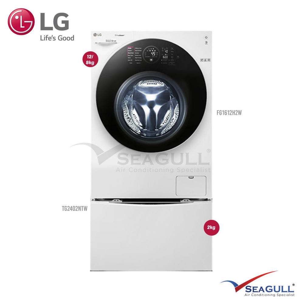 LG TWINWASH™ Package Washer With TRUESTEAM™ (12/8kg) FG1612H2W & (2kg ...