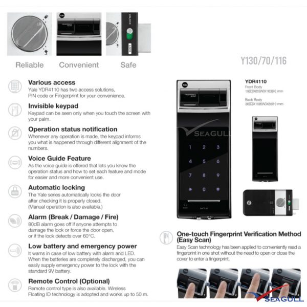 YALE YDR4110 Premium Biometric Fingerprint/ Keypad Digital Door Lock ... YALE YDR4110 Premium Biometric Fingerprint/ Keypad Digital Door Lock ...